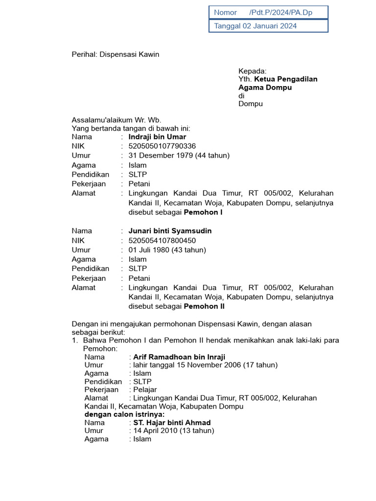 DK - Ank Lk2 2 Pemohon - Indraji Bin Umar | PDF | Hukum