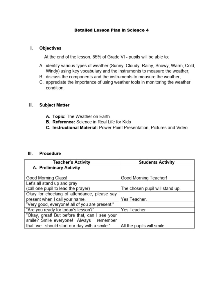 Detailed Lesson Plan in Science 4 FINAL DEMO | PDF | Cloud | Precipitation