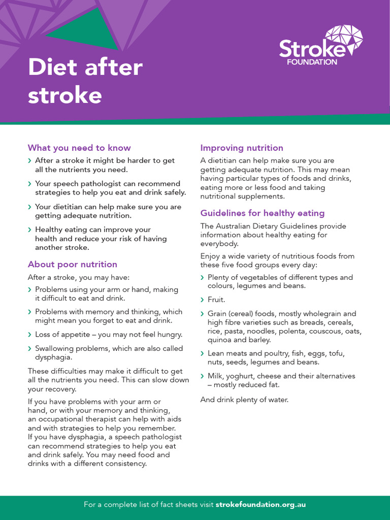 Diet After Stroke Factsheet | PDF | Fat | Healthy Diet