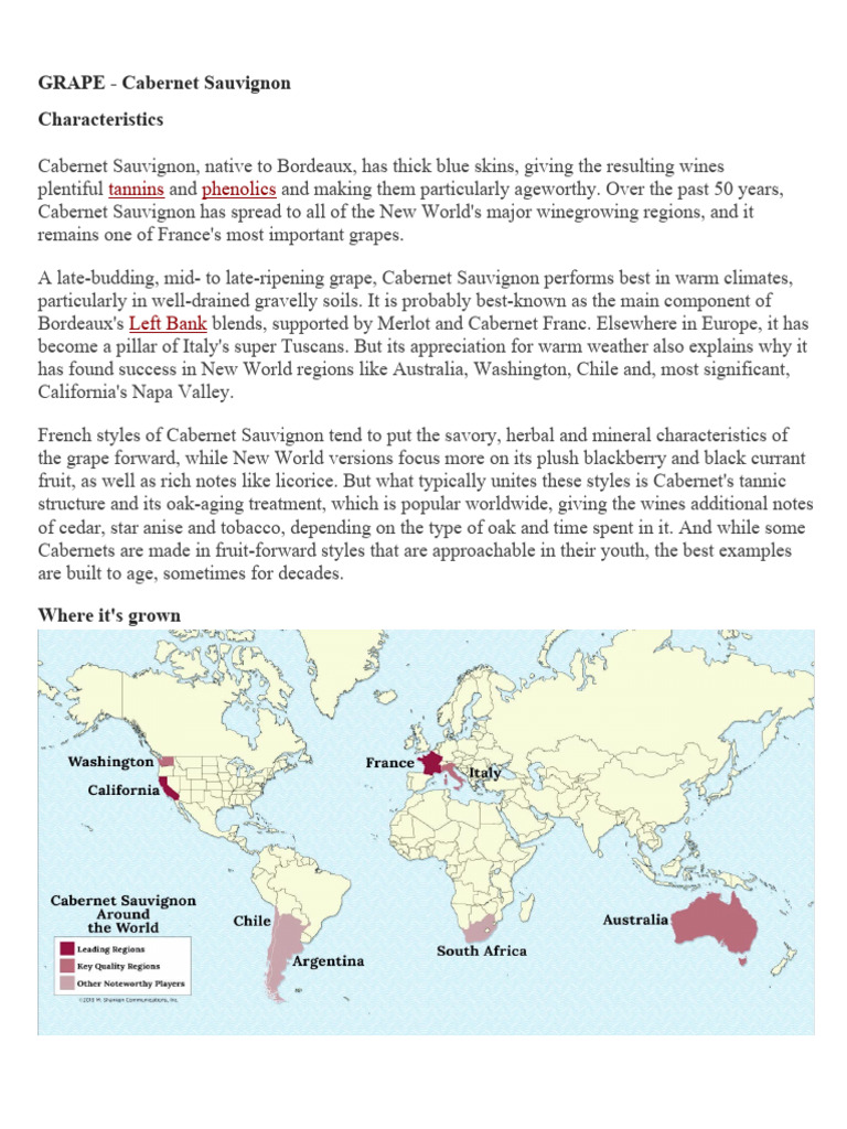 GRAPE - Cabernet Sauvignon | PDF | Fermented Drinks | Grape