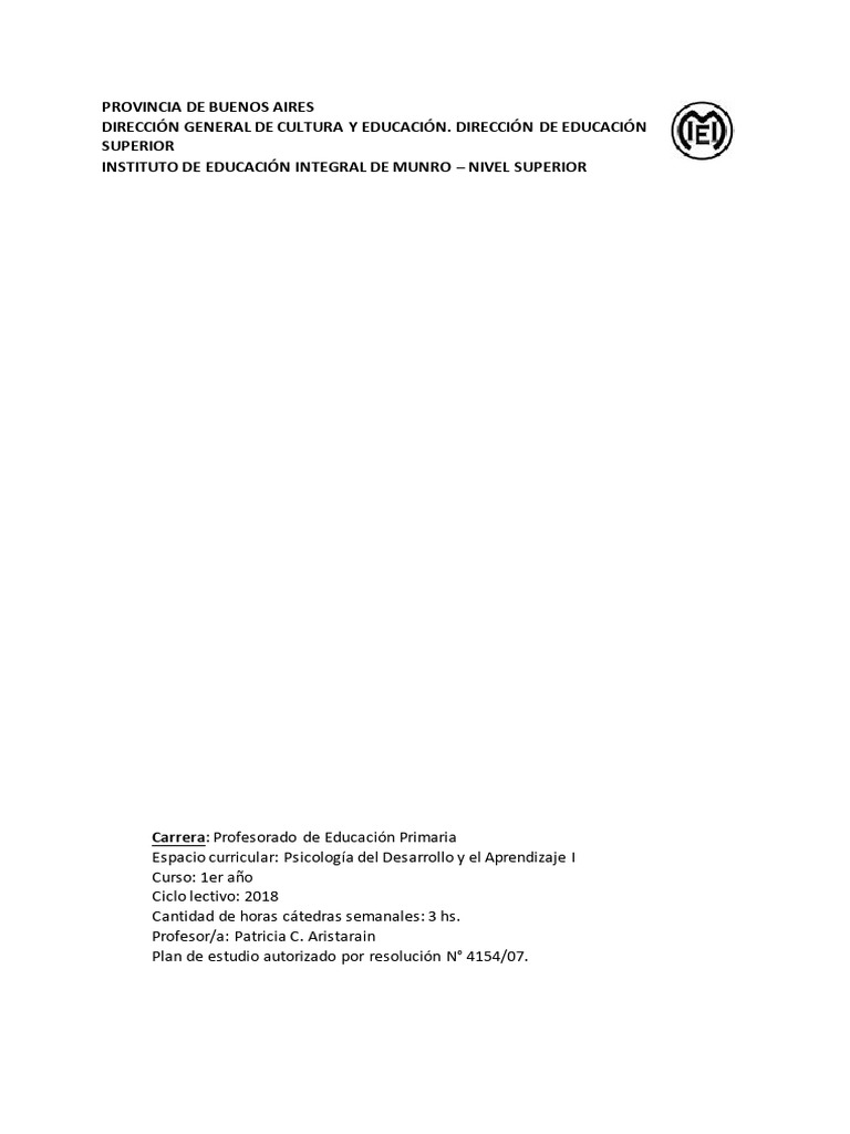 Programa Psicologia Del Desarrollo y Aprendizaje 1 Primaria | PDF | Sicología | Behaviorismo