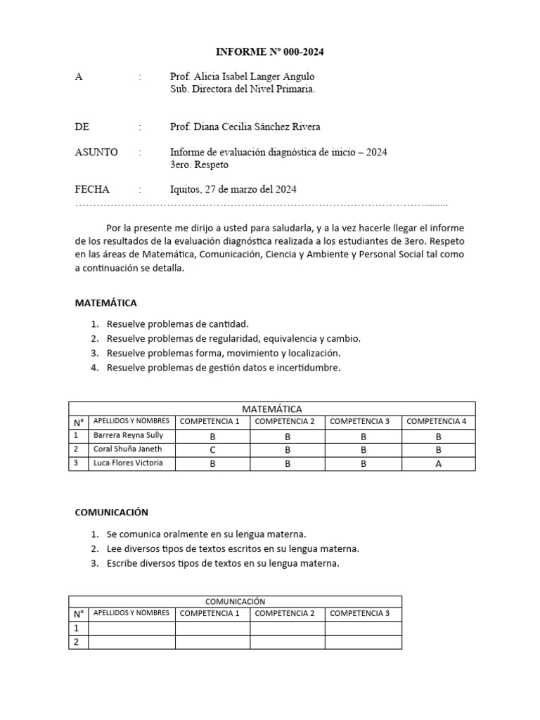 Formato Informe Evaluación Diagnóstica Descargar Gratis Pdf 6556
