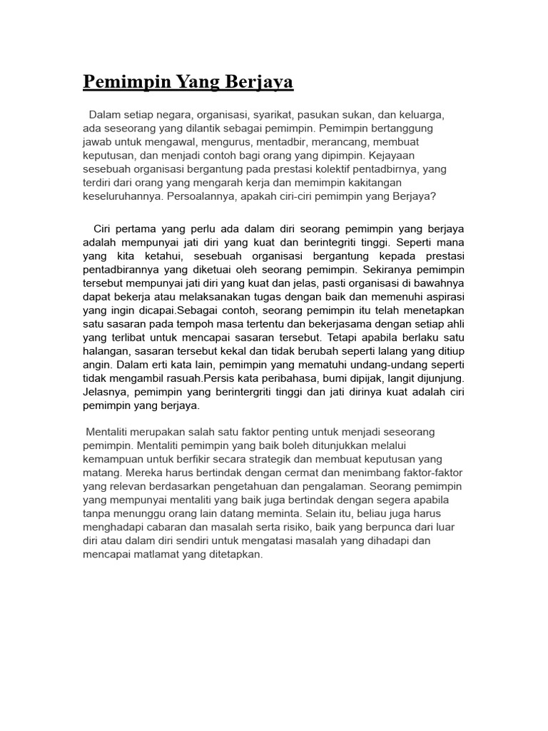 Ciri Pemimpin Berjaya yang Berintegriti | PDF