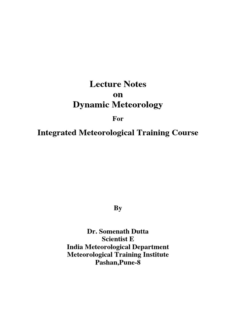 Dynamic Meteorology IMTC | PDF | Force | Acceleration