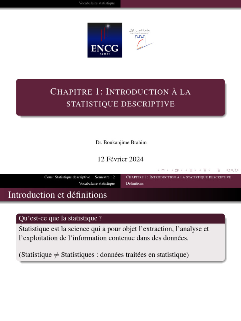 Chapitre 1 Statistique | PDF | Statistiques | Statistique descriptive