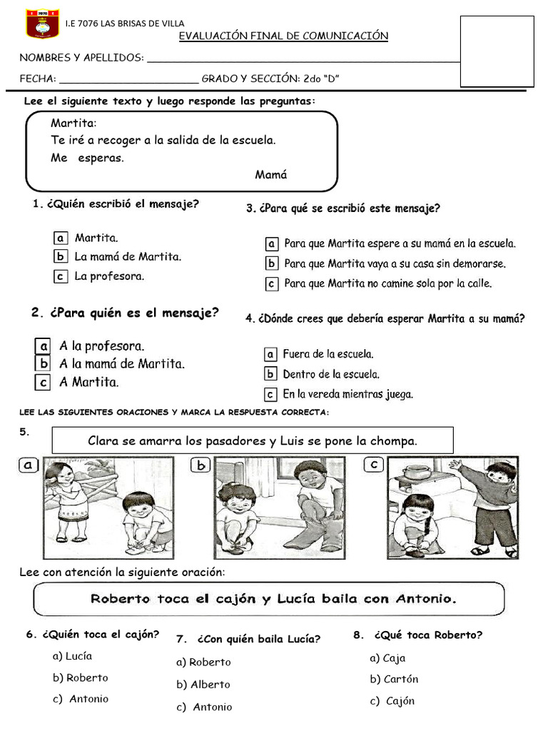 Examen Final de Comu y Mate | PDF