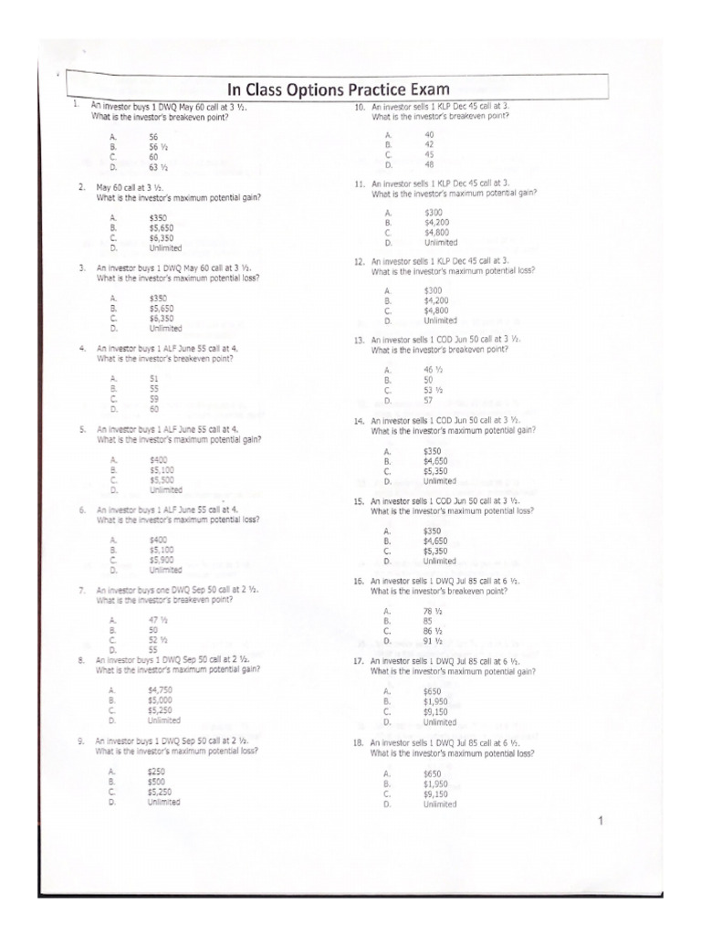 2 More Options Practice Questions | PDF