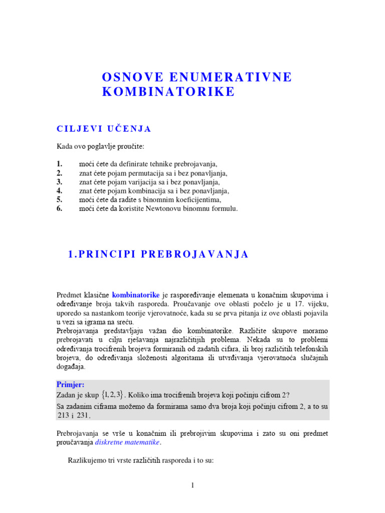 Osnove Kombinatorike | PDF