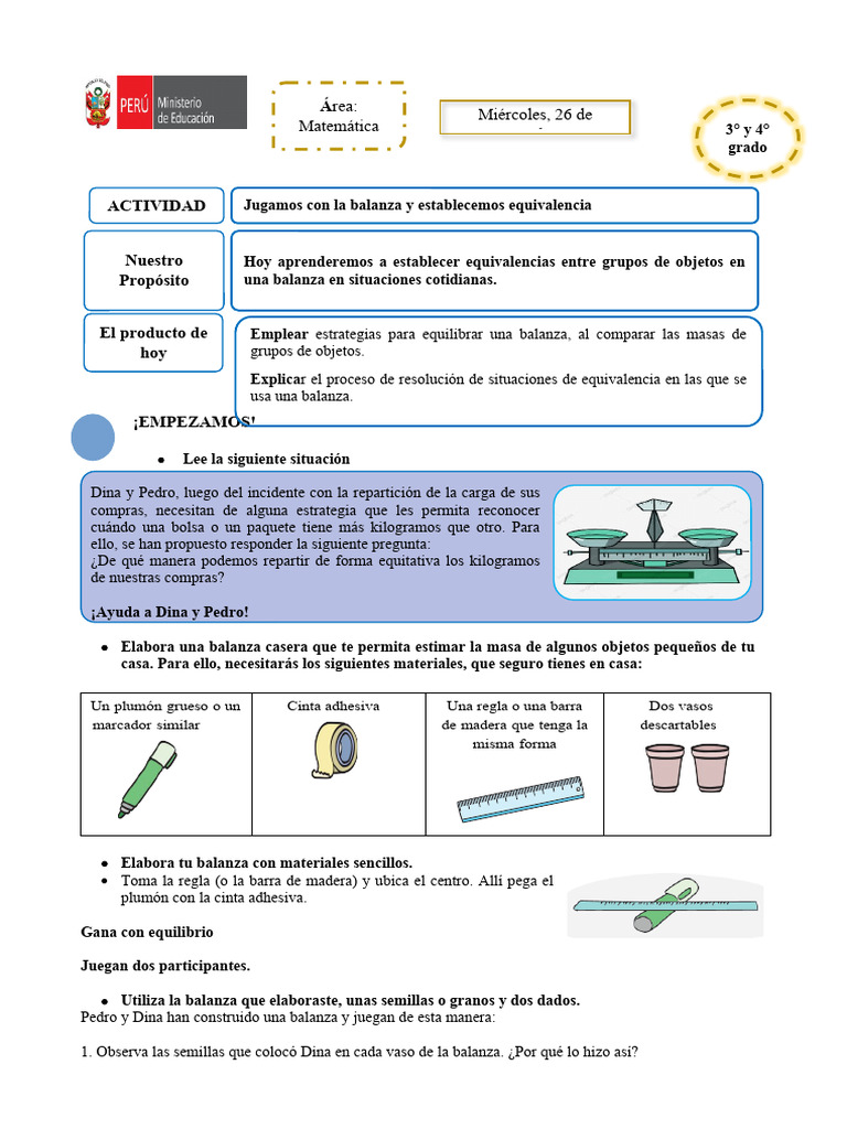 Actividad 1 - Matemática | PDF | Balanza