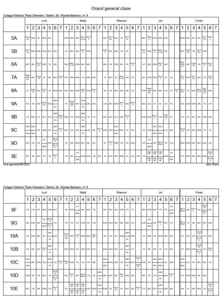 Orar Clase 06.sept2023 | PDF