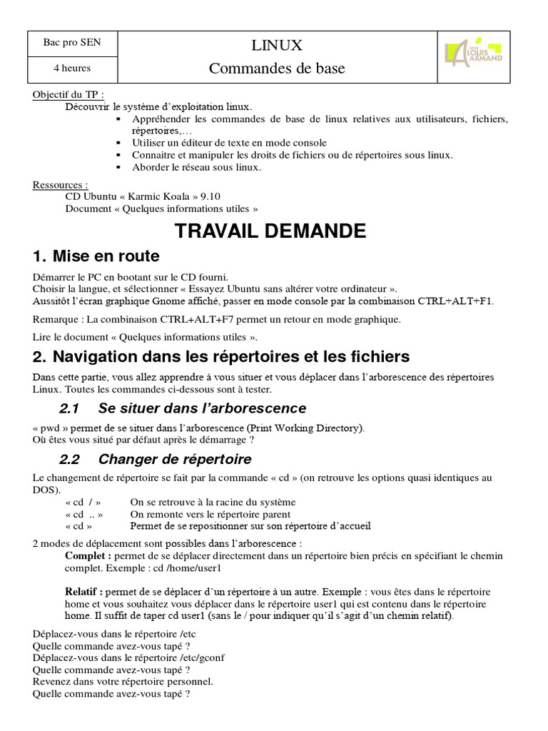 TP28 Linux Commandes de Base | PDF | Fichier informatique | Linux