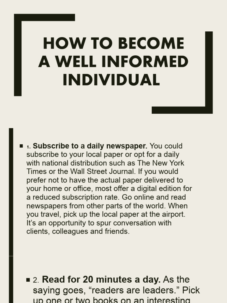 How To Become A Well Informed Individual | PDF | Podcast | Subscription ...