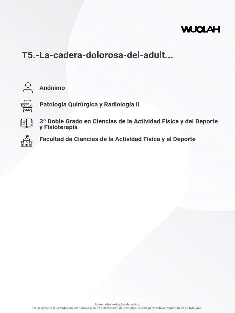 5.wuolah Premium T5. La Cadera Dolorosa Del Adulto | PDF | Rodilla | Pelvis