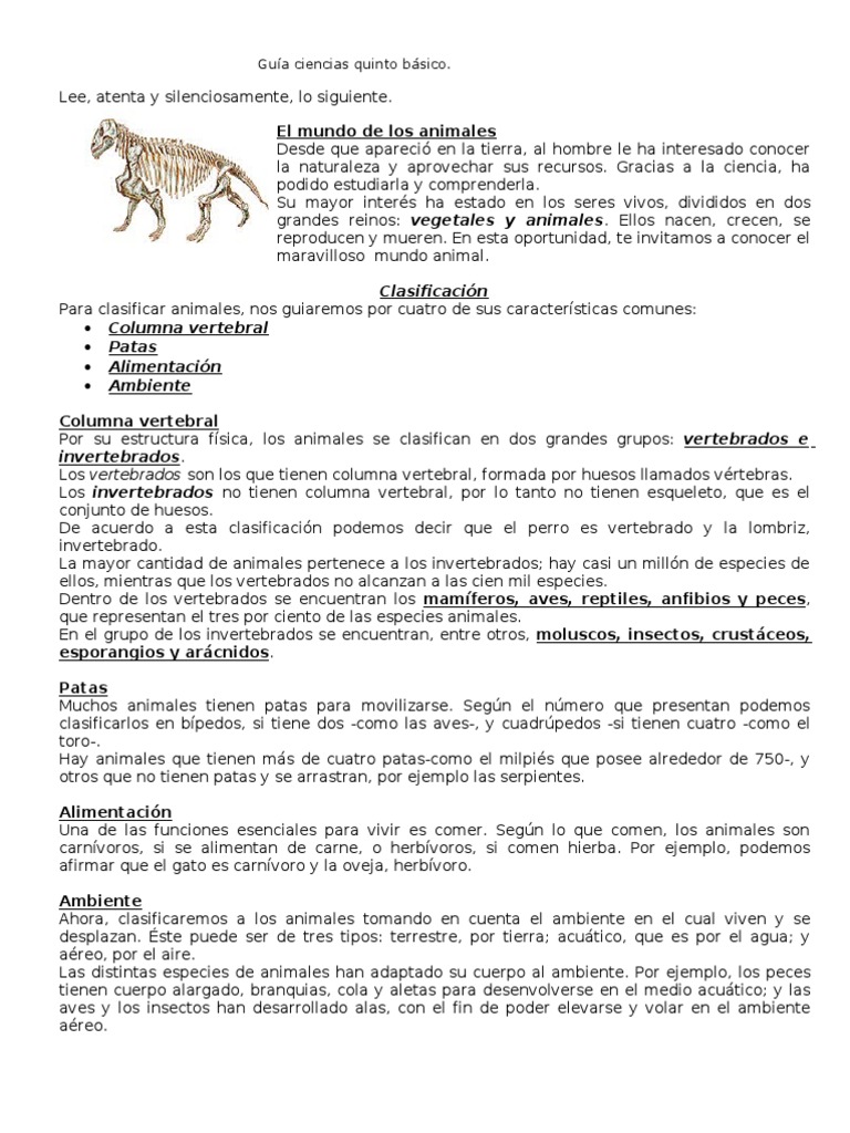 Guia Animales | PDF | Mamíferos | Vertebrados