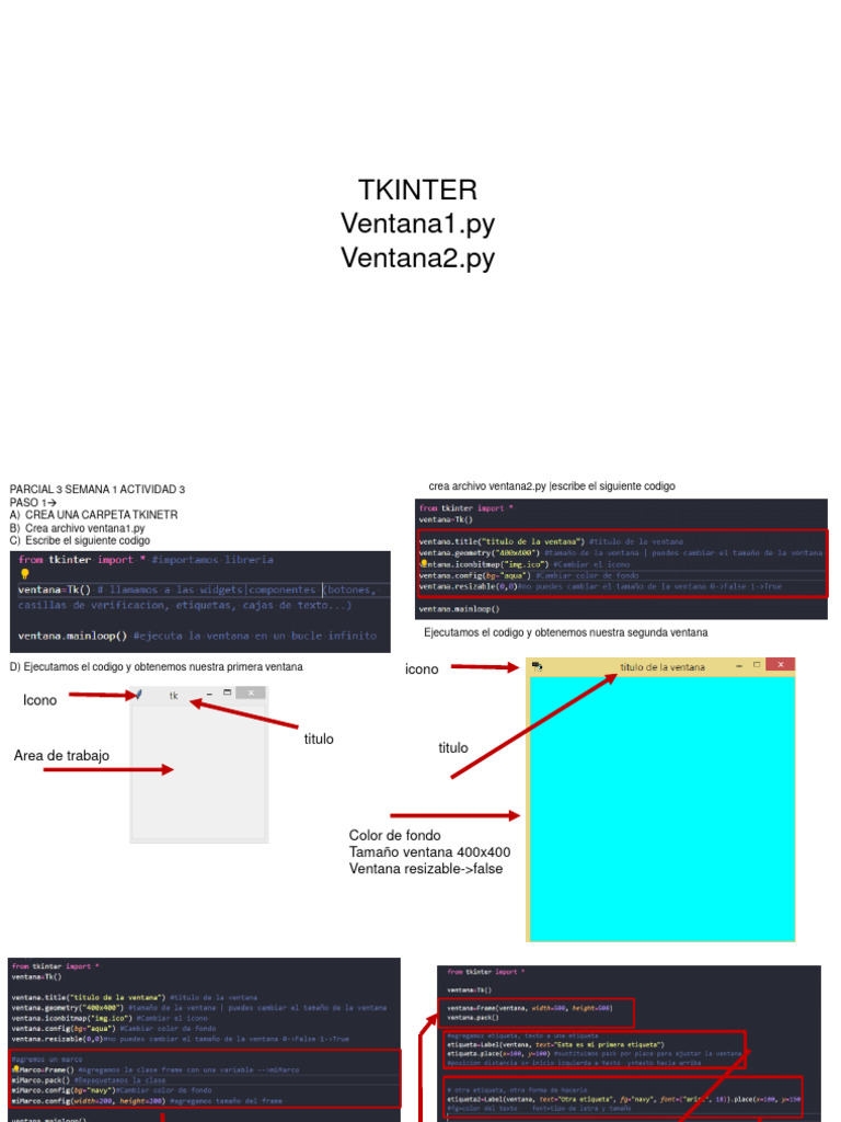 Actividades de Programación en Tkinter | PDF | Ventana (informática ...