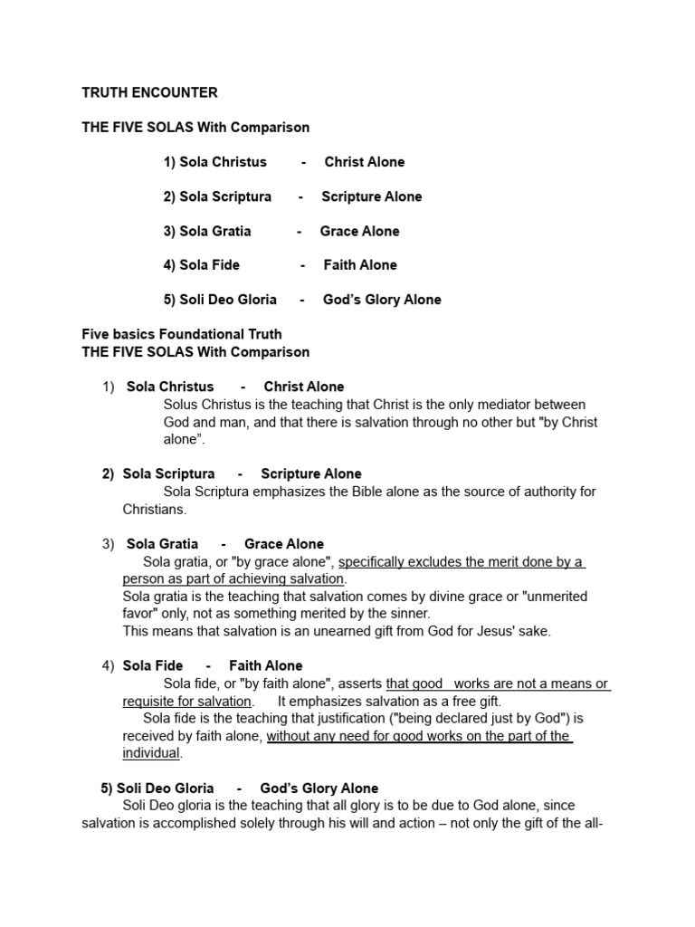 Understanding the Five Solas of Faith | PDF | Sola Fide | Abrahamic ...