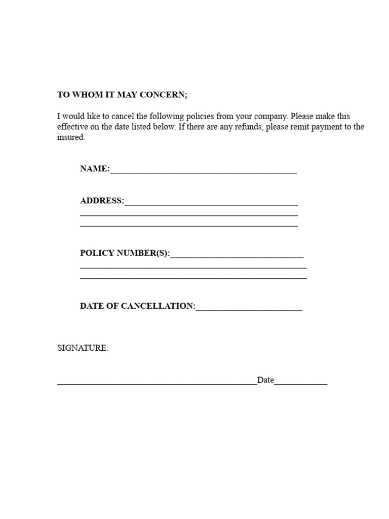 Cancelations Letter | PDF