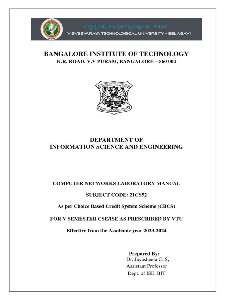 Computer Networks Lab Manual 21CS52 | PDF | Computer Engineering ...