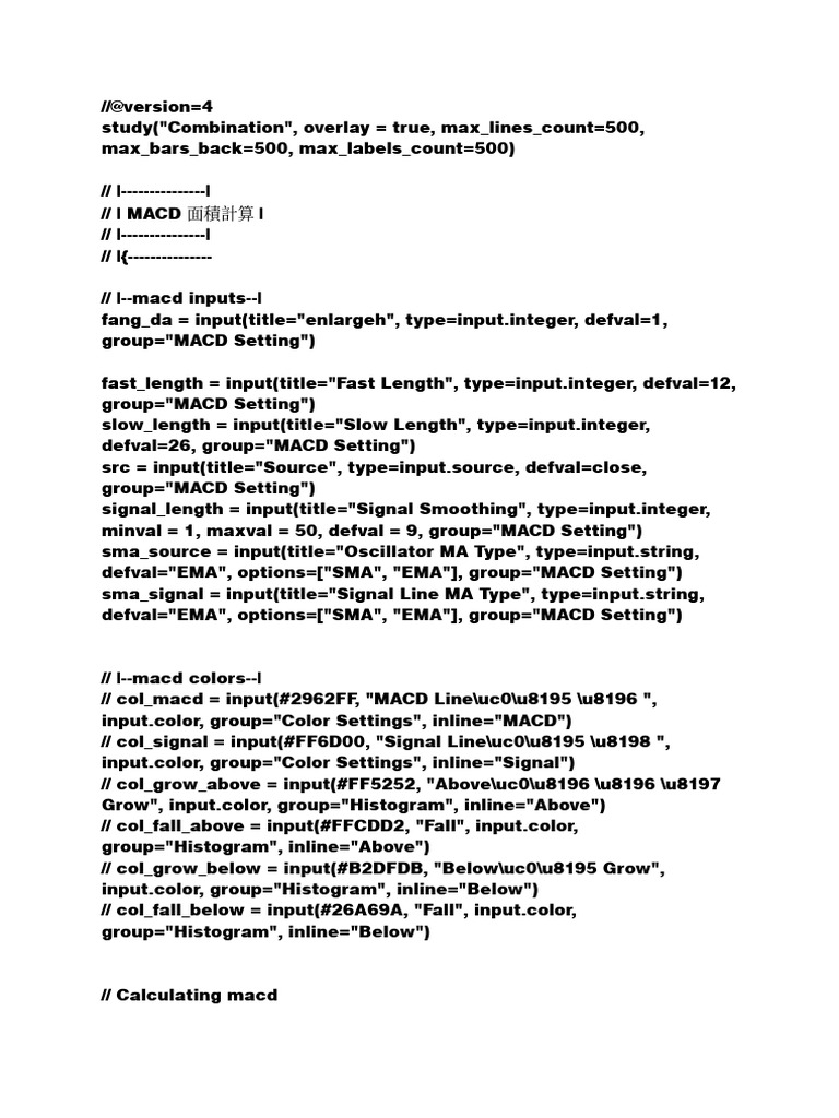 MACD Area Calculation Script | PDF | Financial Economics | Financial ...