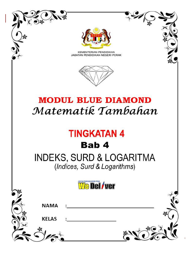 T4_BAB_4_INDEKS,_SURD_DAN_LOGARTITMA_MODUL_BLUE_DIAMOND | PDF