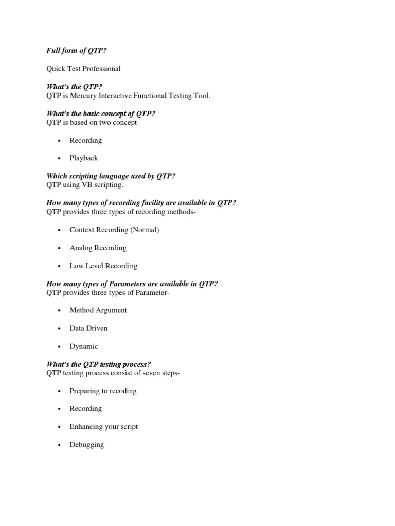 Qtp Interview Quest Download Free Pdf Regular Expression Parameter Computer Programming