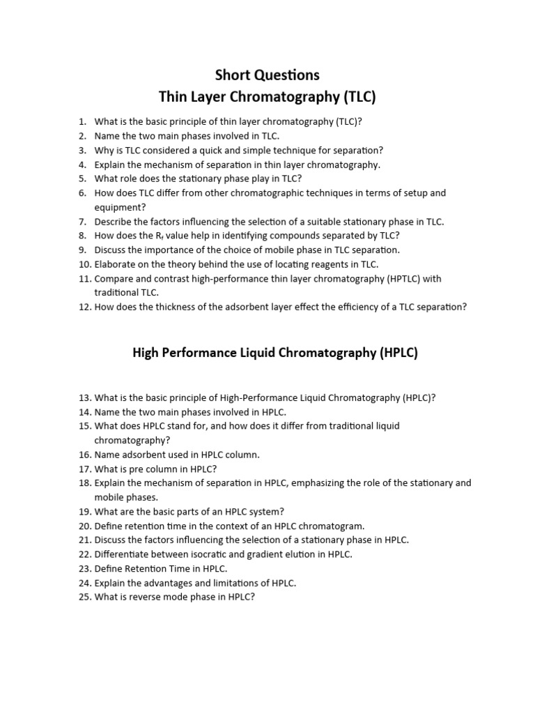 Analytical Questions | Download Free PDF | High Performance Liquid ...