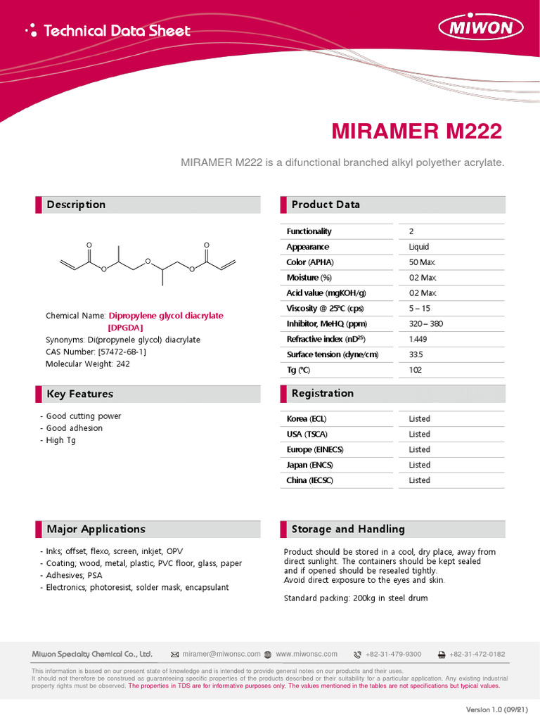 Miramer M222 TDS - Rev1.0 | PDF | Industrial Processes | Chemical ...