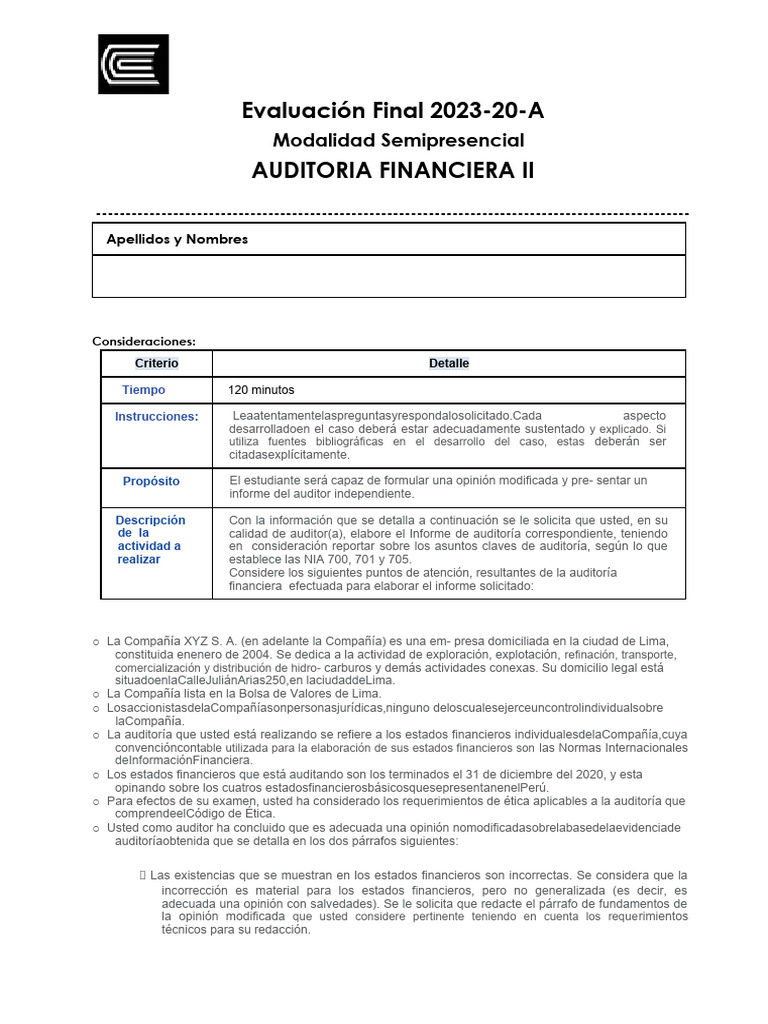 Informe de Auditoría Financiera 2020 | PDF | Auditoría | Contralor
