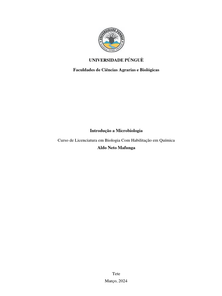 Trabalho 1 de Microbiologia Aldo Mafunga | PDF | Célula (Biologia) | Microrganismo