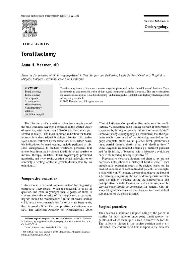 Tonsillectomy | PDF | Surgery | Medical Specialties