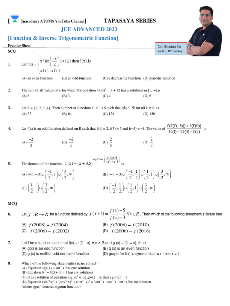 Tapasaya Series OM SIR (Function & ITF) | PDF | Function (Mathematics) | Numbers