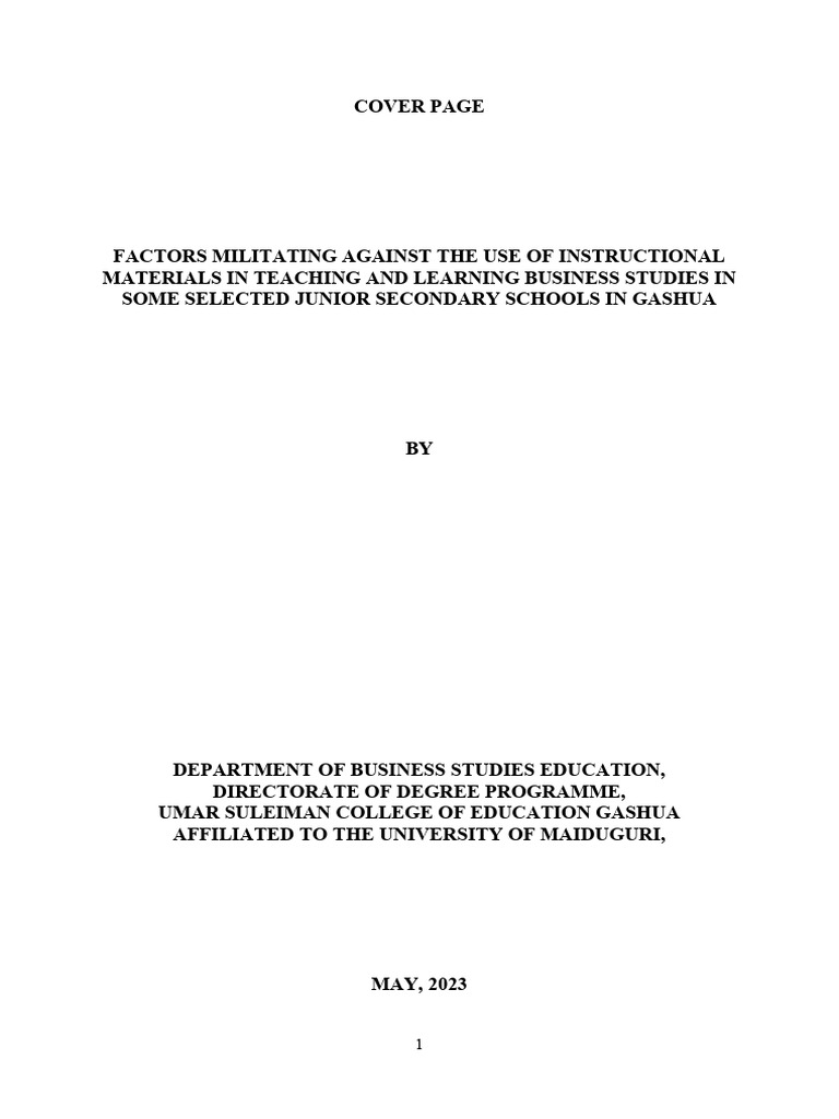 Factors Militating Against The Use of Instructional Materials in ...