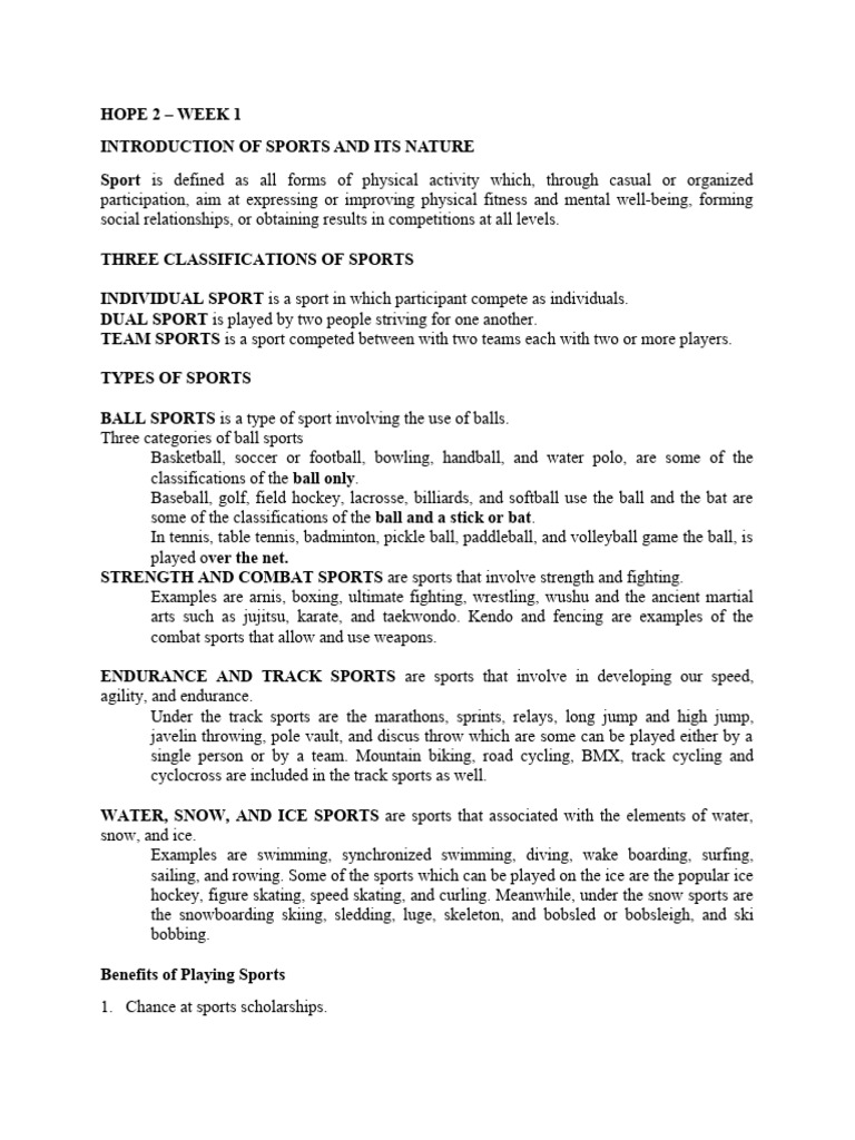 Introduction of Sports and Its Nature | PDF | Sports | Track And Field