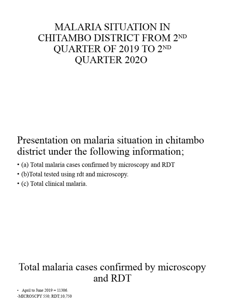 Malaria Situation in Chitambo District From 2ND Quarter | PDF | Malaria ...