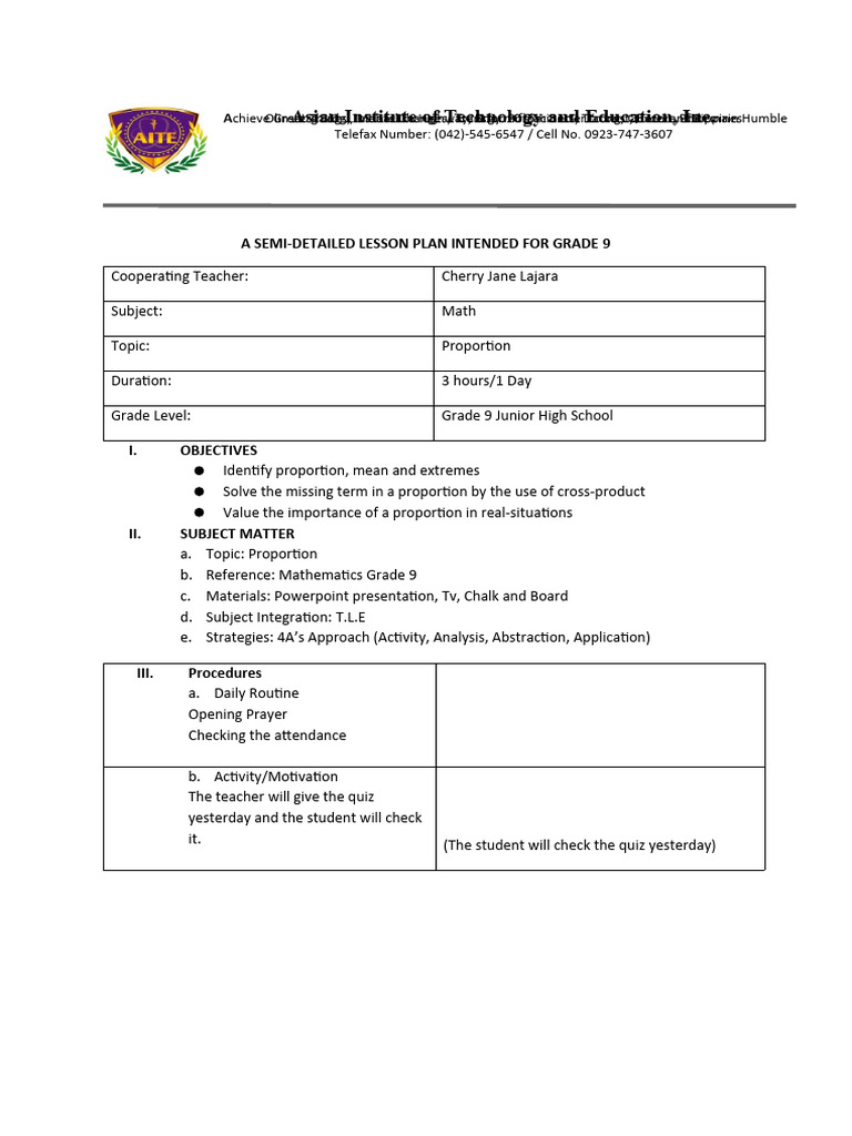 Proportion - Grade 9 | PDF | Ratio | Cakes