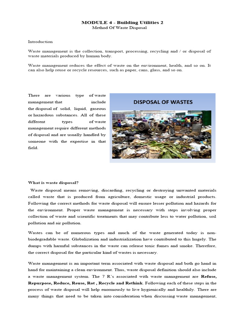 Module-4-Methods-of-Waste-Disposal 2 | PDF | Waste Management | Waste