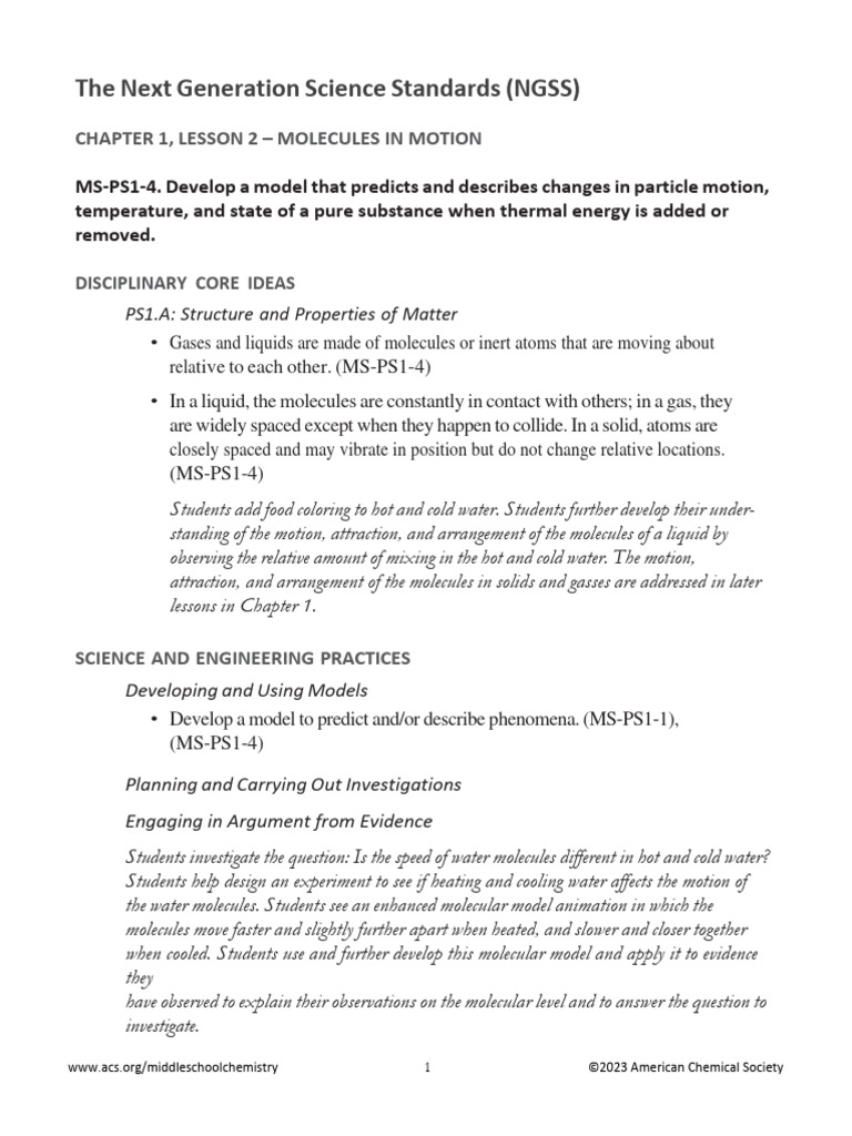 ch1 l2 Ngss | Download Free PDF | Gases | Molecules