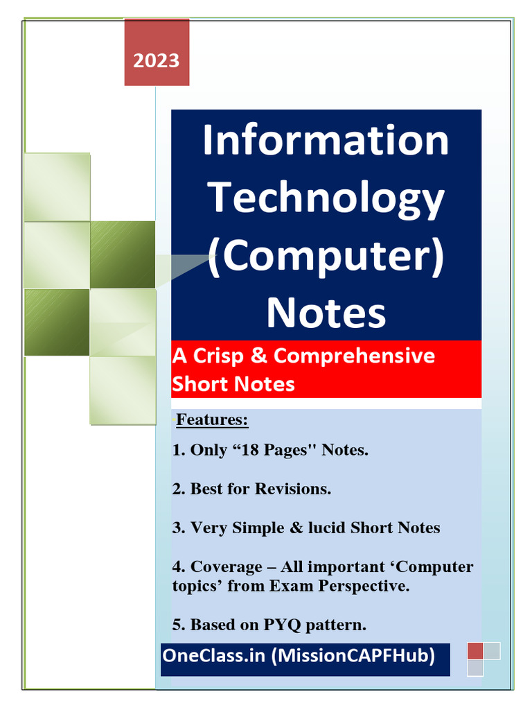 Exam-Focused IT Notes | PDF | Computer Network | Random Access Memory