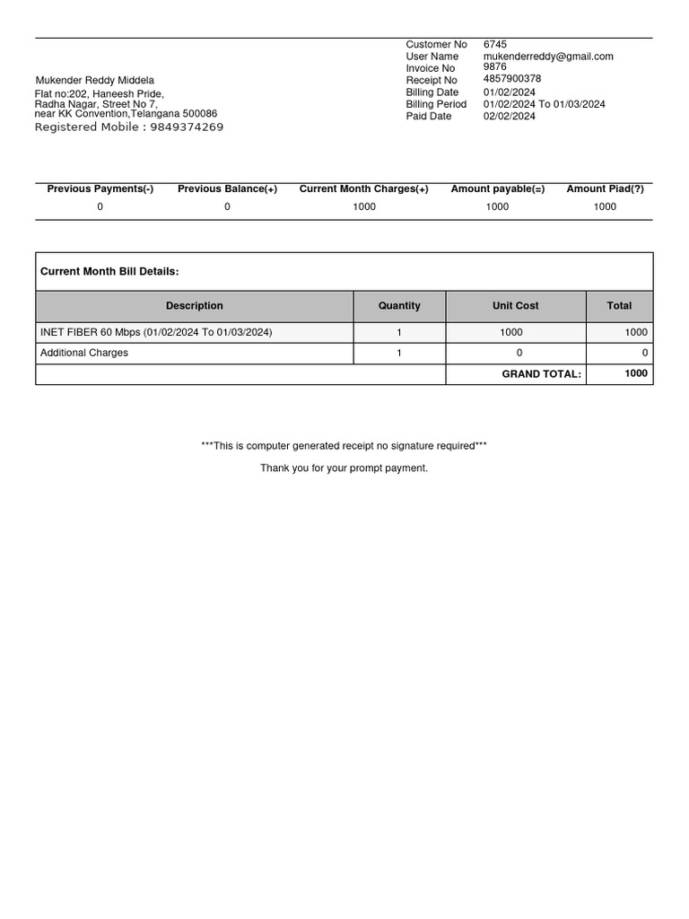 MR - Bill-Receipt-1 | PDF