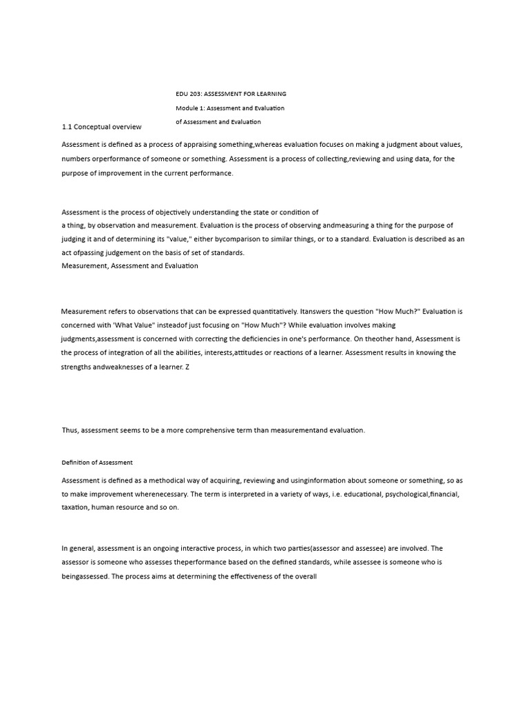 Key Differences: Assessment vs Evaluation | PDF | Educational Assessment | Evaluation