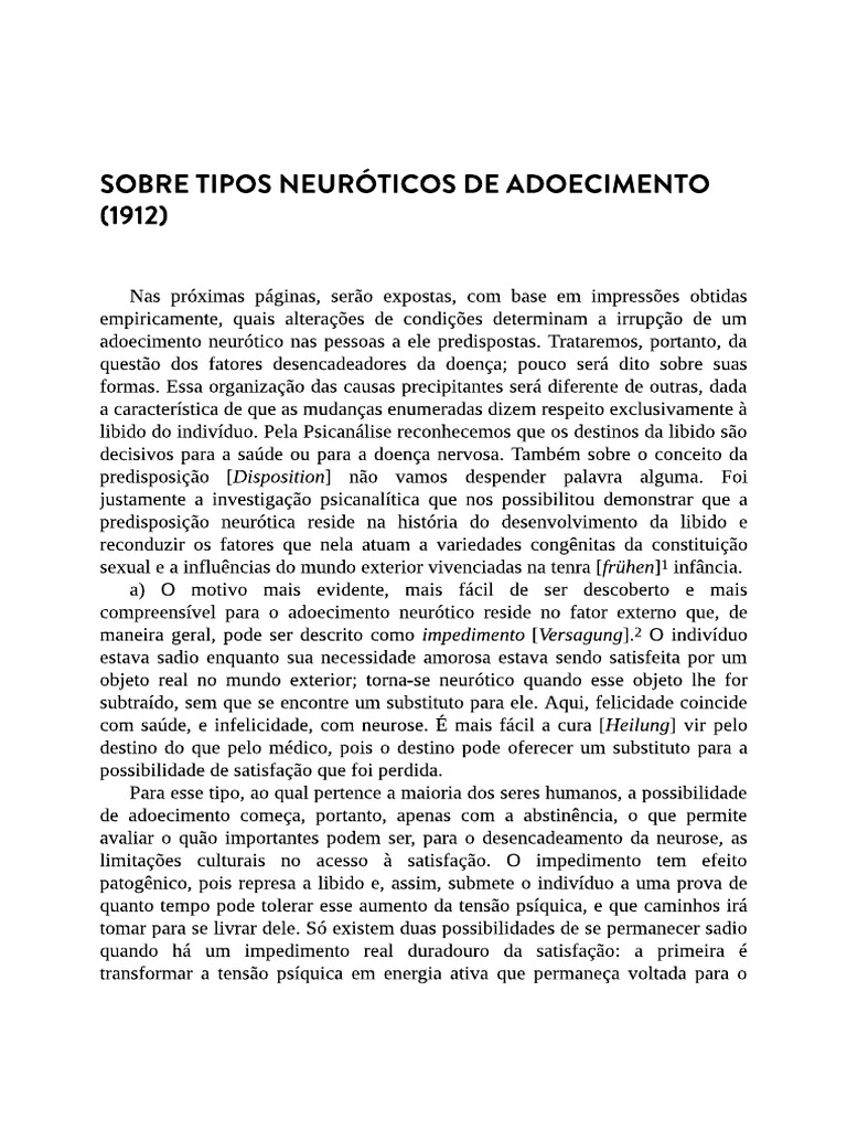 Aula 08.FREUD_Sobre Os Tipos Neuroticos Do Adoecimento | PDF