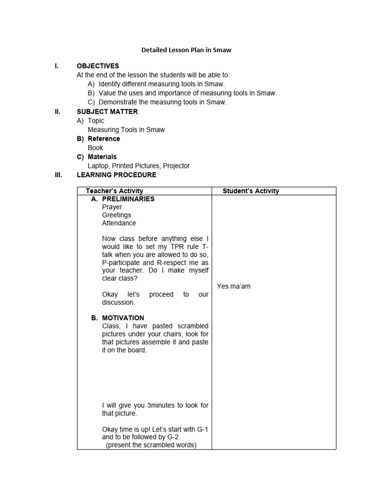 Detailed Lesson Plan in Smaw -TOPIC 1 | PDF | Lesson Plan | Learning