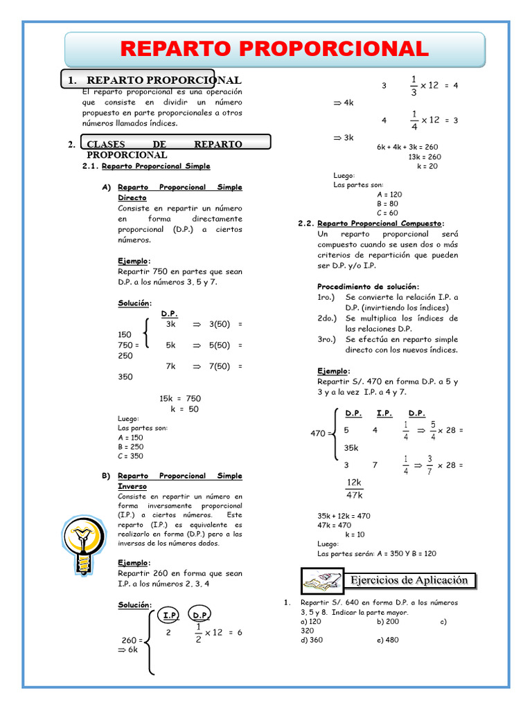 Reparto Proporcional: Ejemplos y Cálculos | PDF