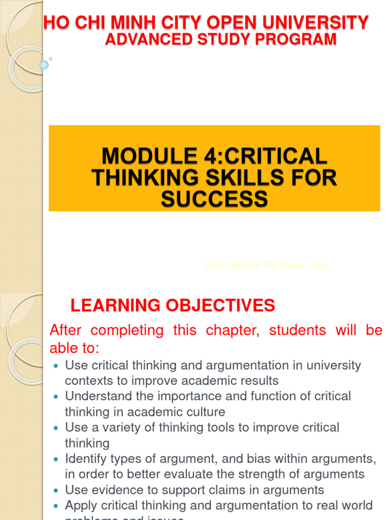 Module 4 Critical Thinking Skills For University Success | PDF ...