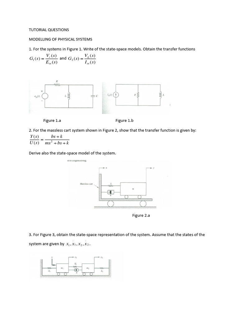 Tutorial 1 Modelling Of Systems Linearisation Download Free Pdf Differential Calculus