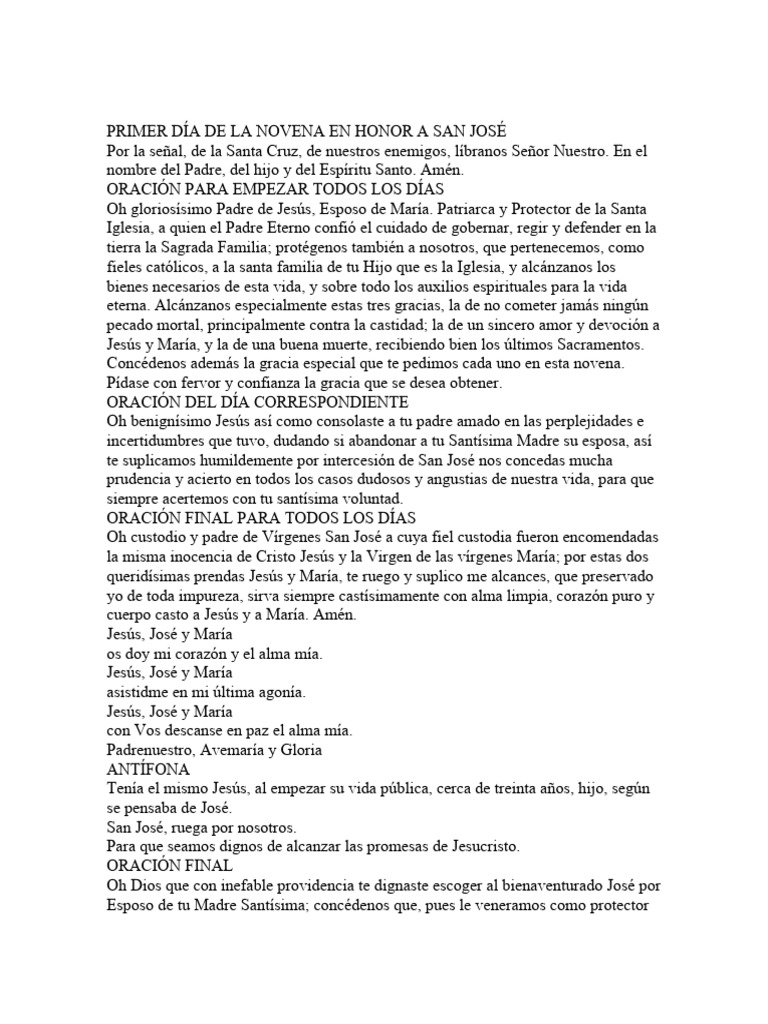 Novena a San José: Primer Día | PDF | María, madre de Jesús | Intercesión