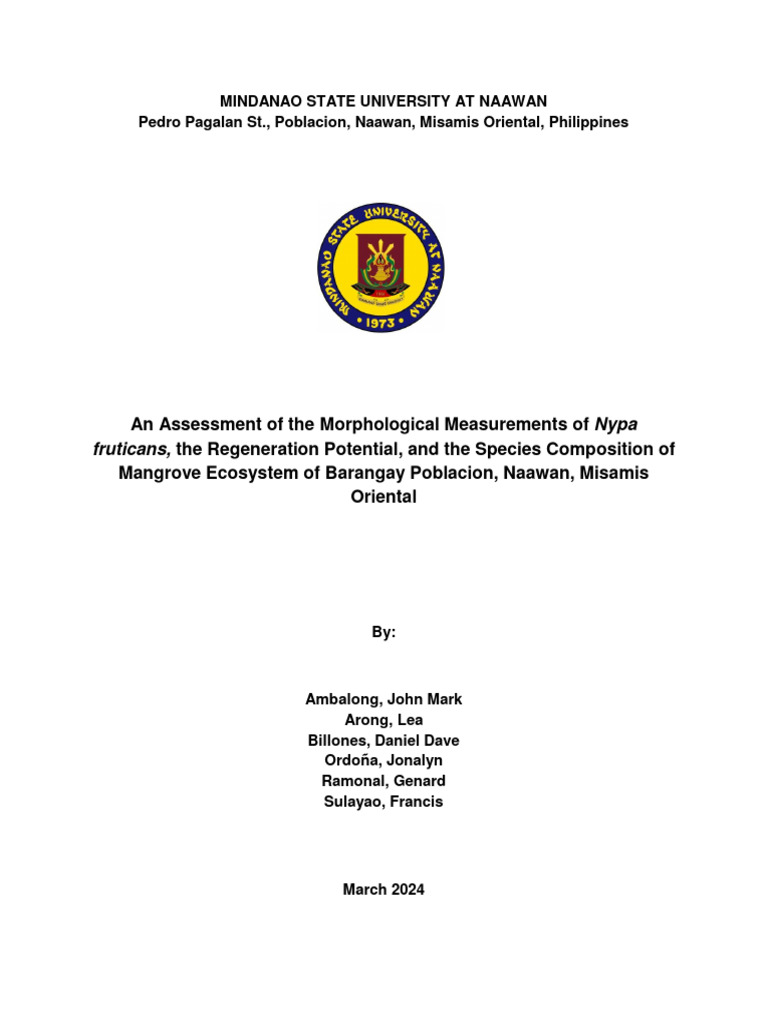 An Assessment of The Morphological Measurements of Nypa Mangrove ...