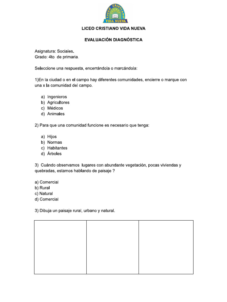 Evaluación Diagnostica 4to | PDF