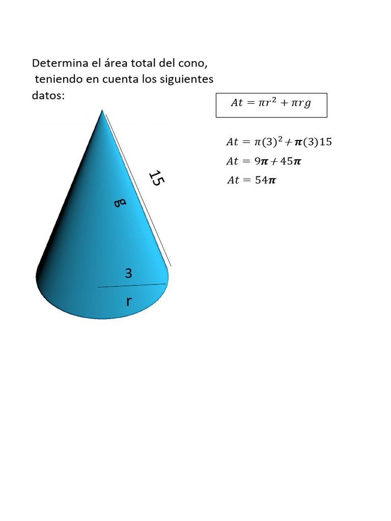 Ejemplo de cálculo de área de un cono | PDF | Métodos y materiales de ...