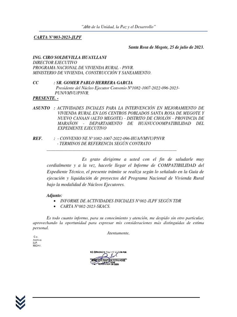 Carta N°003-2023 - JLPF | PDF